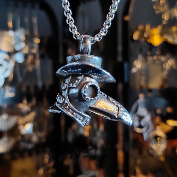 Black Death Plague Doctor Punk Necklace Crow Mouth Mask - Etsy