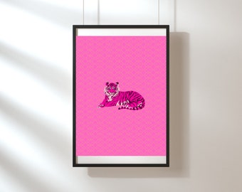 Pink Tiger Pattern Digital Printable - Etsy