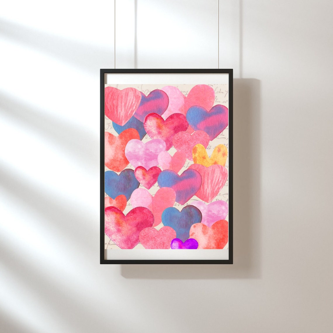 Preppy Hearts on Handwriting Print - Etsy