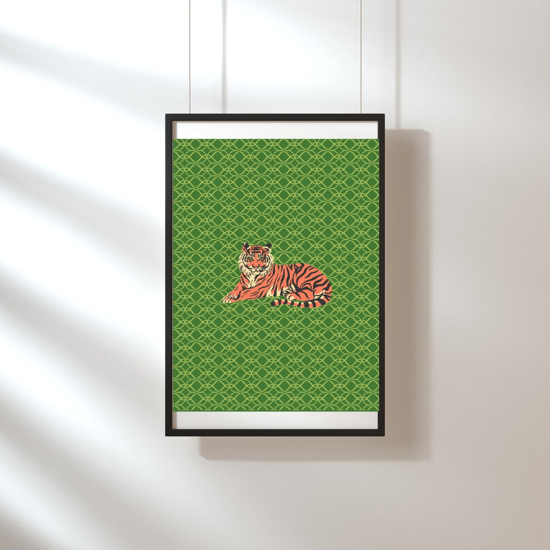 Ornate Green Tiger Print - Etsy