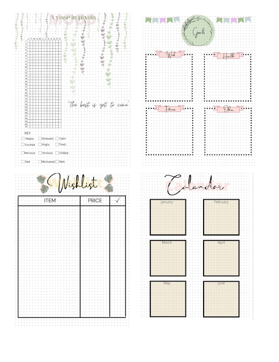 Downloadable/printable Bullet Journal Template Pages 72 - Etsy