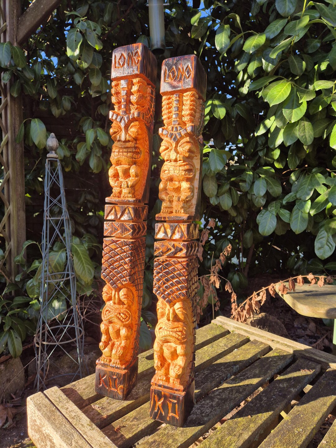 Tiki Column, Depicting the Polynesian Gods KU and Lono - Etsy