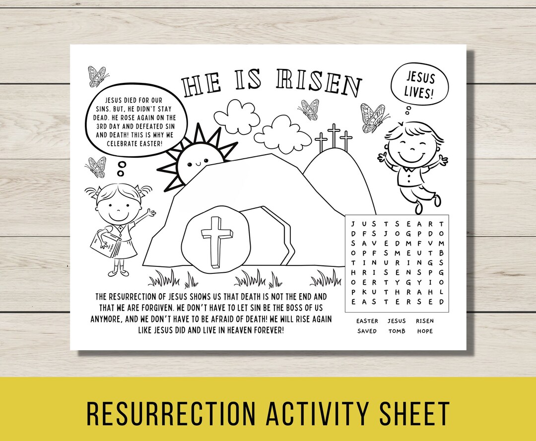 Christian Easter Activity Sheet Printable, Pdf Easter Coloring Sheet ...