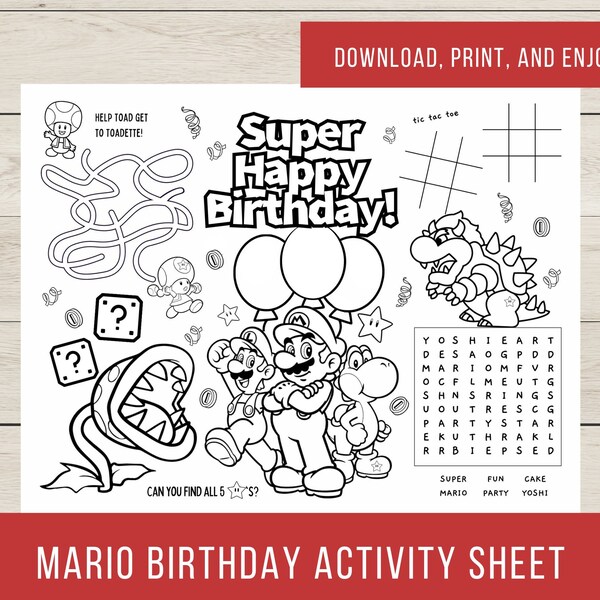 Super Mario Activity Sheets - Etsy