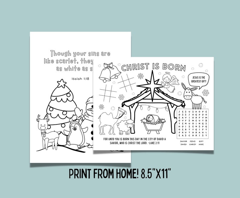 Pdf Winter Christian Activity Sheets, Digital Download, Christian ...