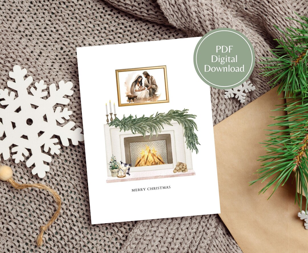 Christian Christmas Card Printable, Religious Printable Card, PDF File ...