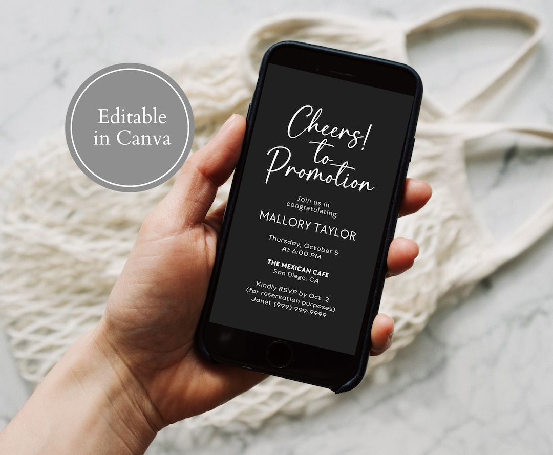 Editable Job Promotion Invite, Canva Template, Digital Invitation, Text ...