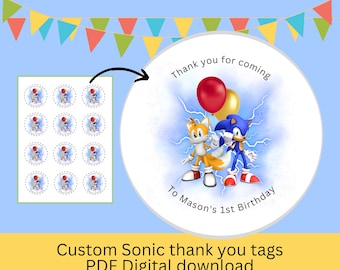 Sonic Birthday Thank You - Etsy