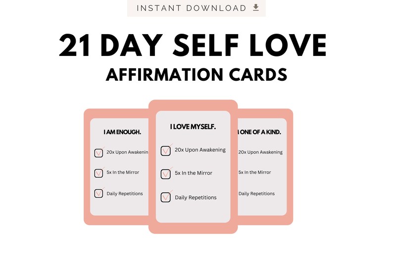 Self Love Affirmation Cards Printable: A Self Love Supplement - Etsy