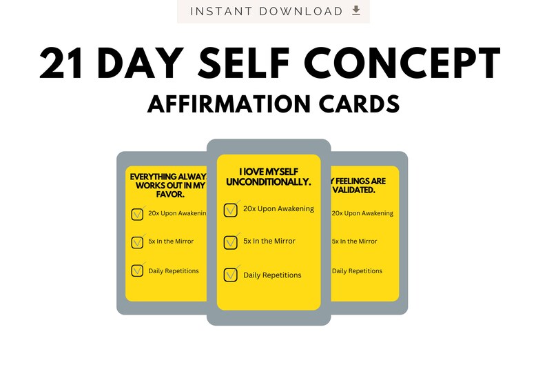 Self Concept Affirmation Cards Printable: A Self Concept - Etsy