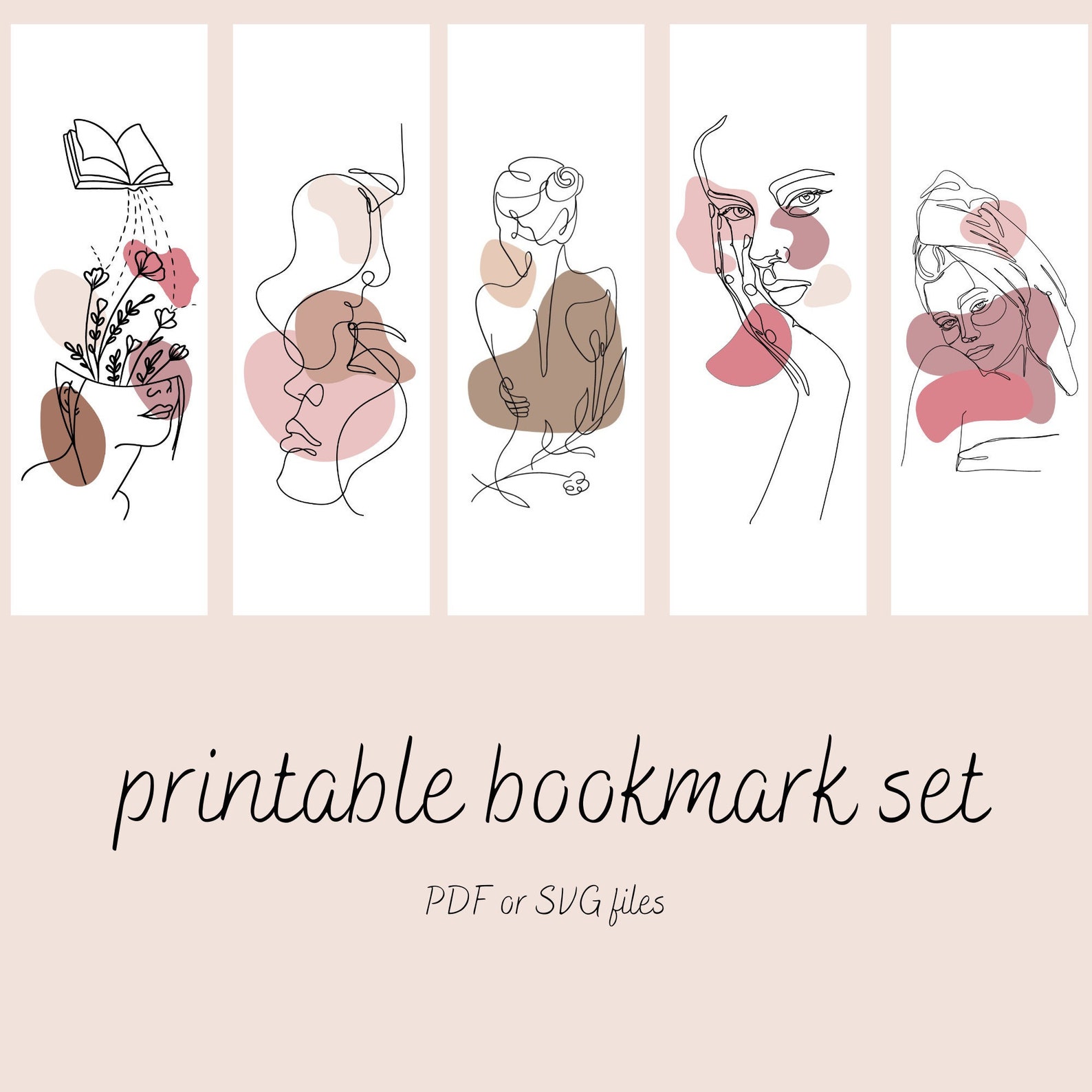 Boho Printable Bookmark Set of 5- SVG and PDF Files - Etsy
