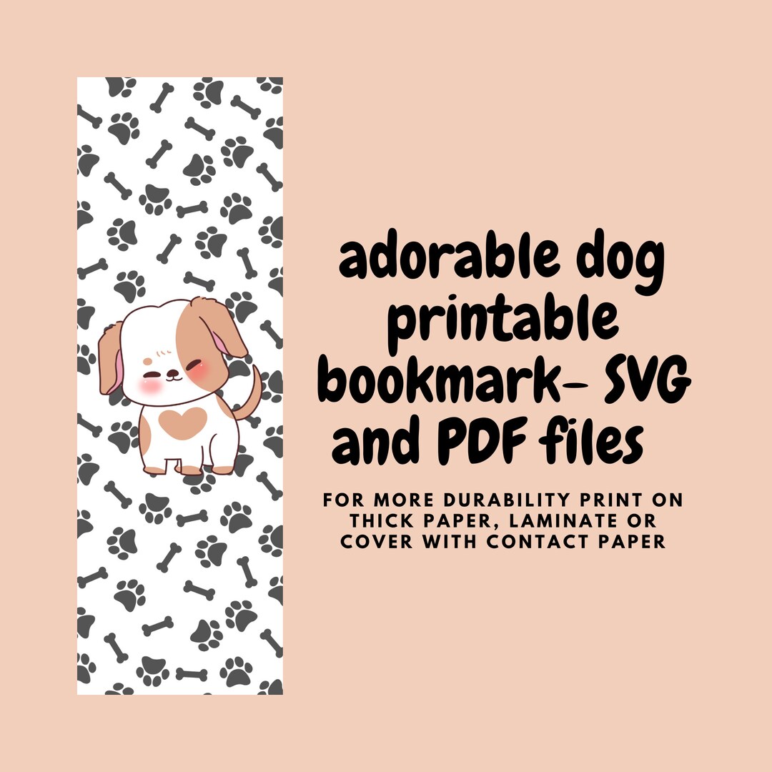 Adorable Puppy Printable Bookmark- SVG and PDF Files - Etsy