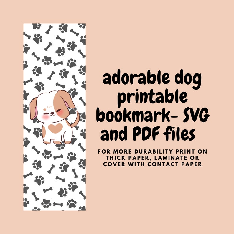 Adorable Puppy Printable Bookmark- SVG and PDF Files - Etsy