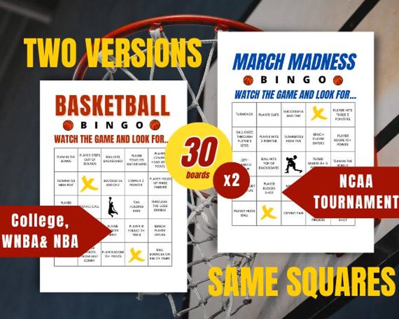 Basketball Bingo: NBA, WNBA, March Madness (PDF Downloads) - Etsy