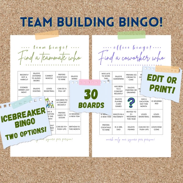 Team Building Bingo - Etsy