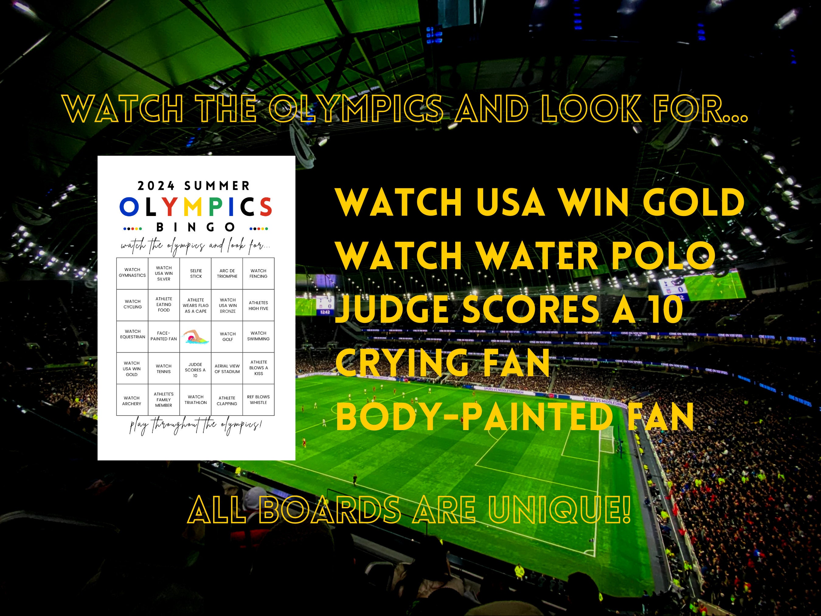 Summer Olympics Bingo 2024 - Etsy