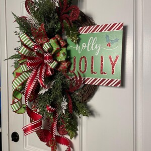 Christmas Holly Jolly Wreath - Etsy