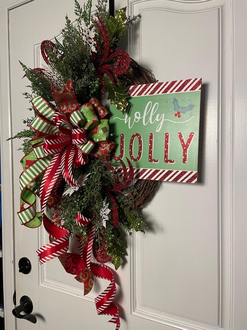 Christmas Holly Jolly Wreath - Etsy