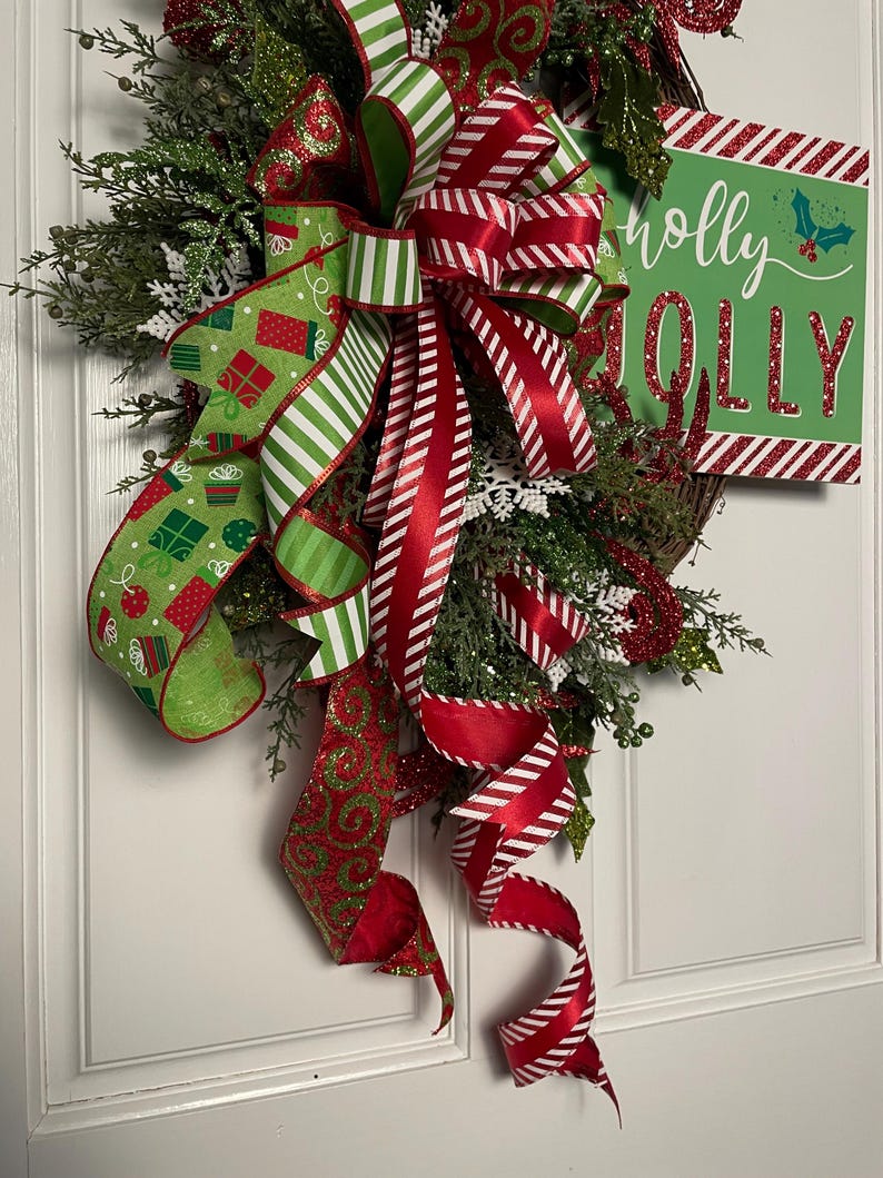 Christmas Holly Jolly Wreath - Etsy
