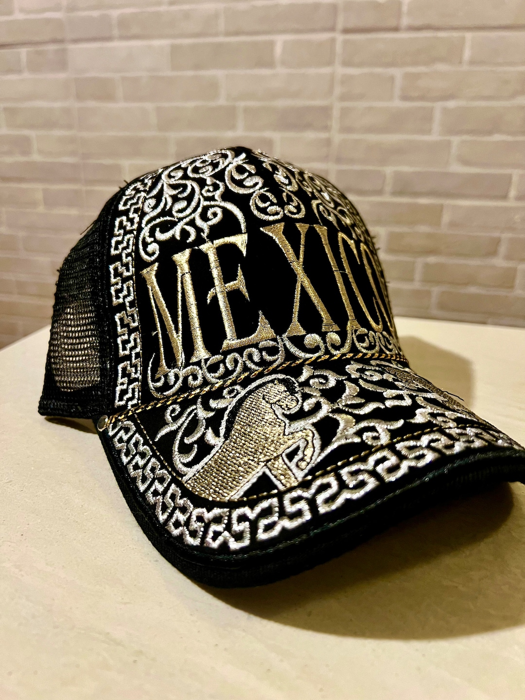 Unisex Mexican Embroidered Hat Silver MEXICO - Gorra De MEXICO Bordada ...