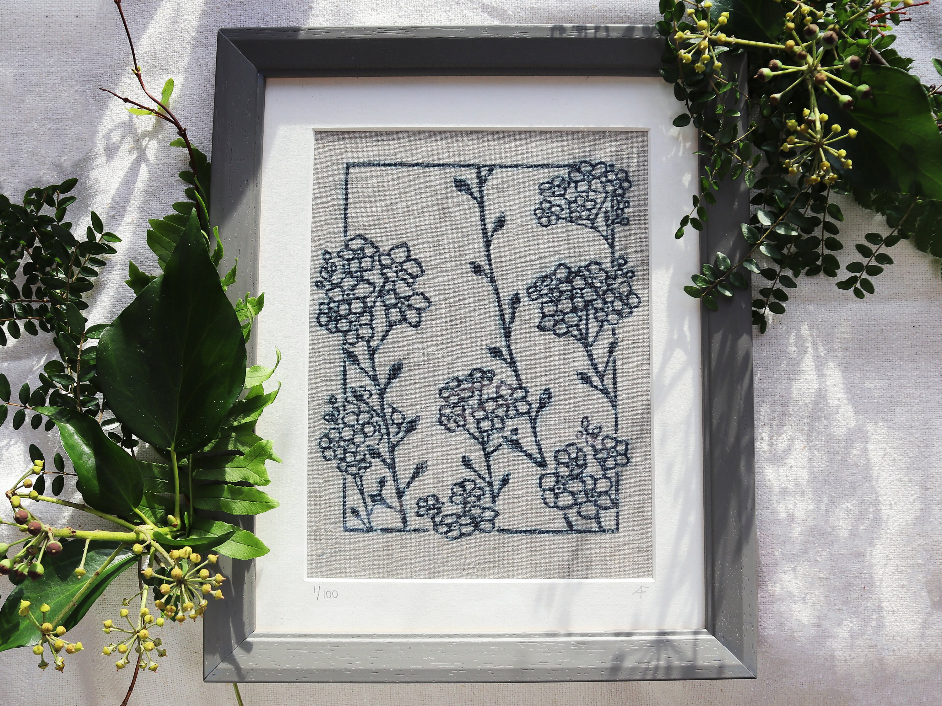 Forget Me Not: an Original Design Hand-block Art Print in Natural ...