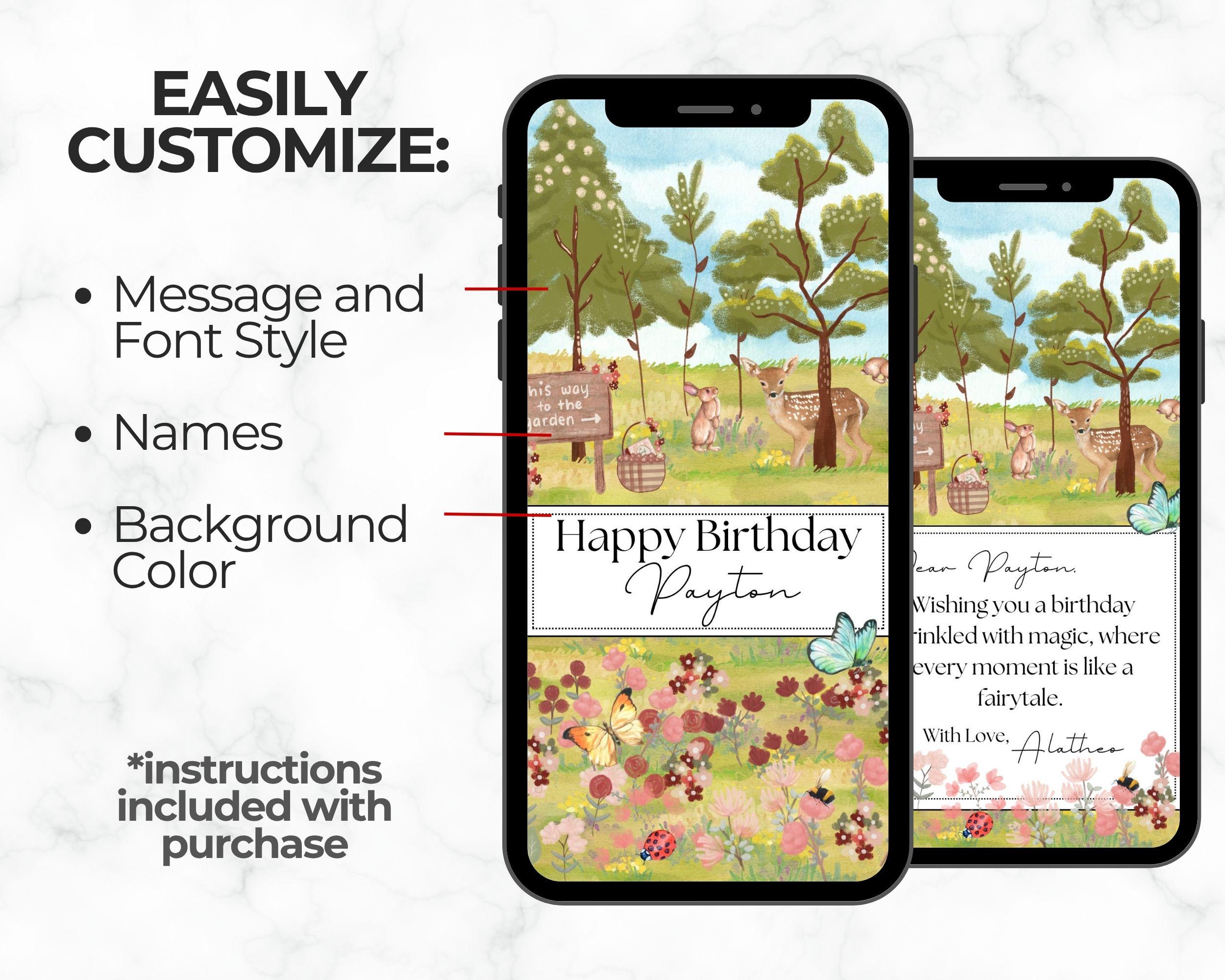 Editable Woodland Birthday E-card for Kids or Her | Whimsical Forest ...