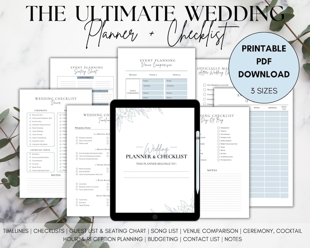 Printable Wedding Planner, Checklist, and Organizer, Wedding Planner ...