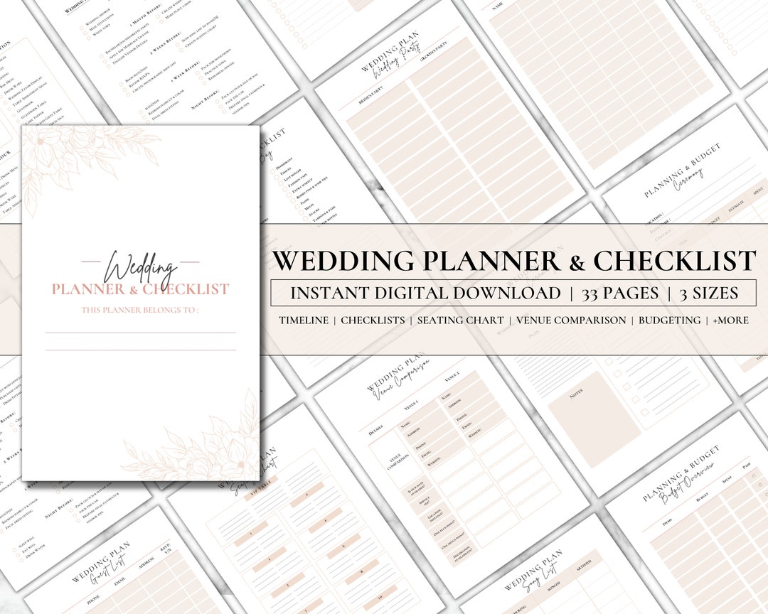 Printable Wedding Planner, Checklist, and Organizer, Wedding Planner ...