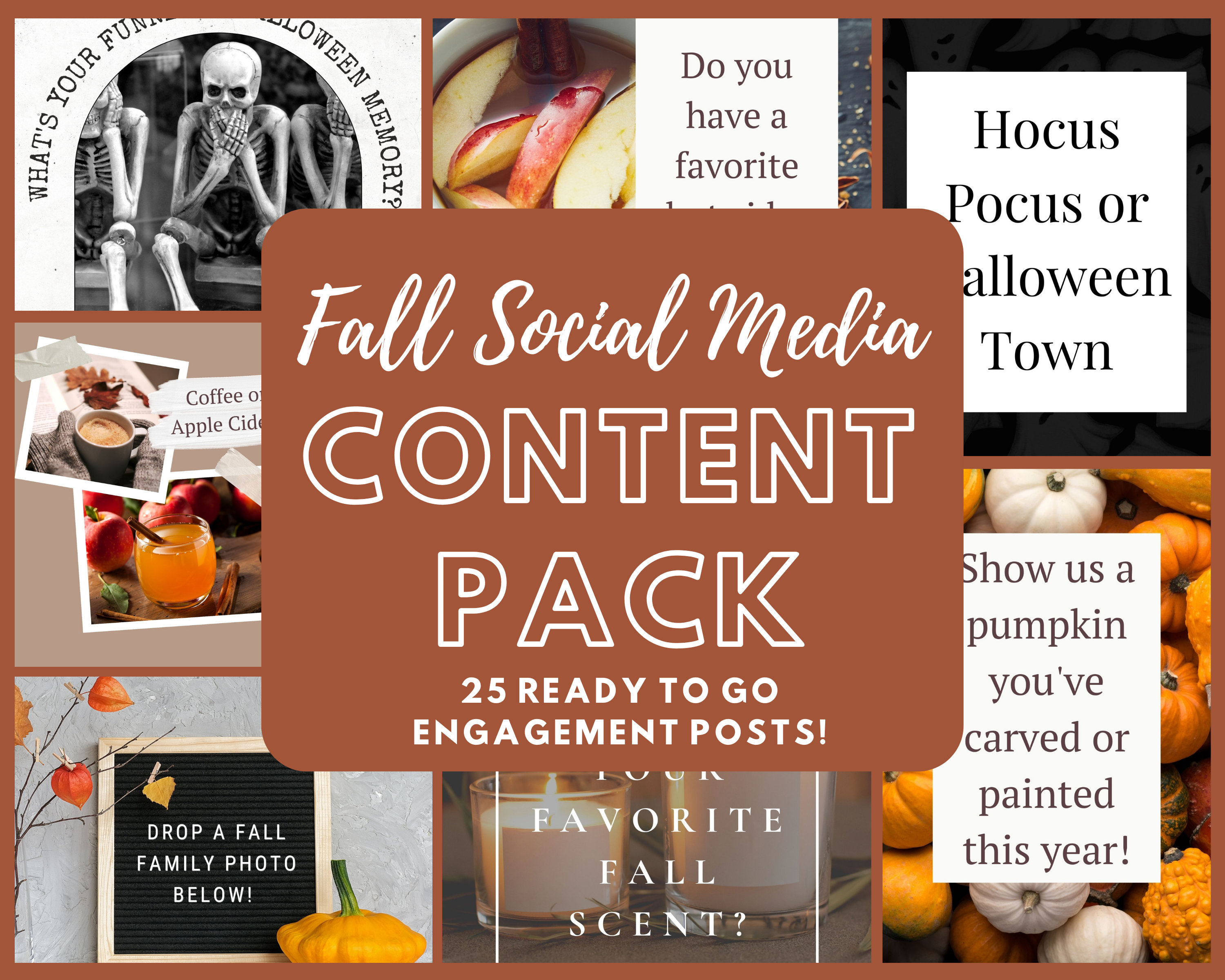 Fall Social Media Content Pack, Social Media Engagement Posts for ...
