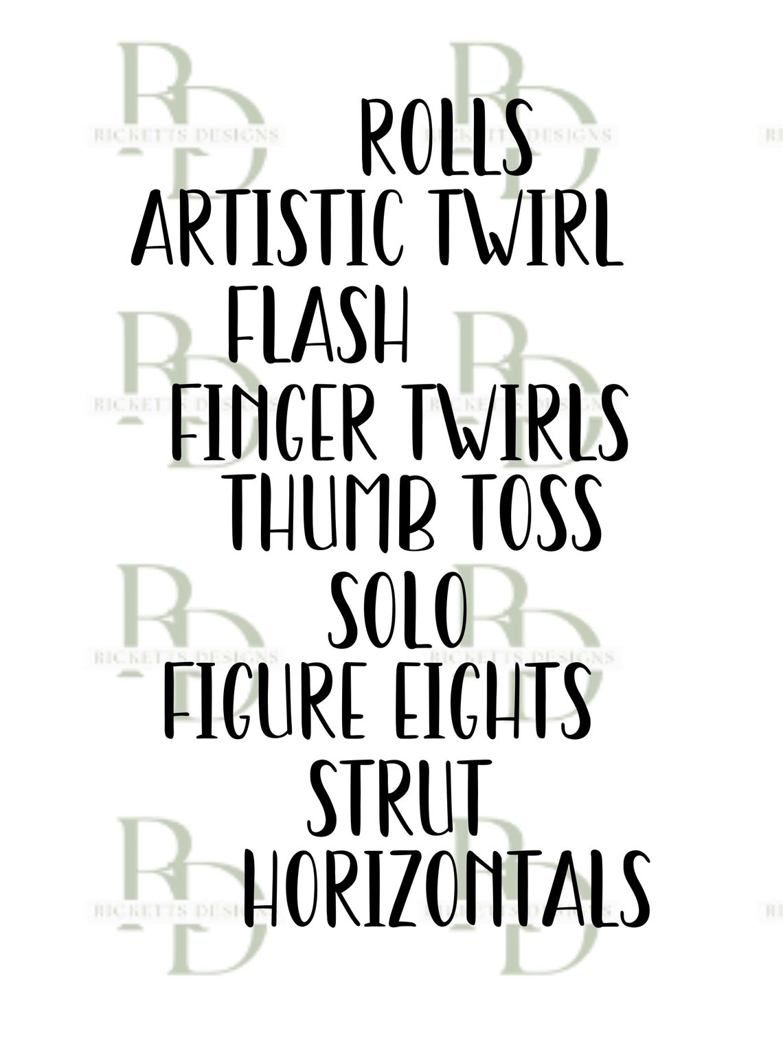 Baton Twirling Word List SVG, Two Files Included - Words and Silhouette ...