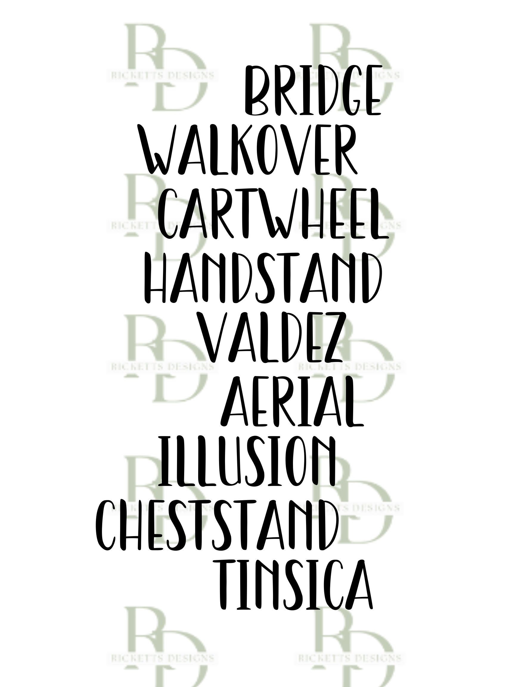 Acro Dance Word List SVG, Two Files Included - Words and Silhouette ...