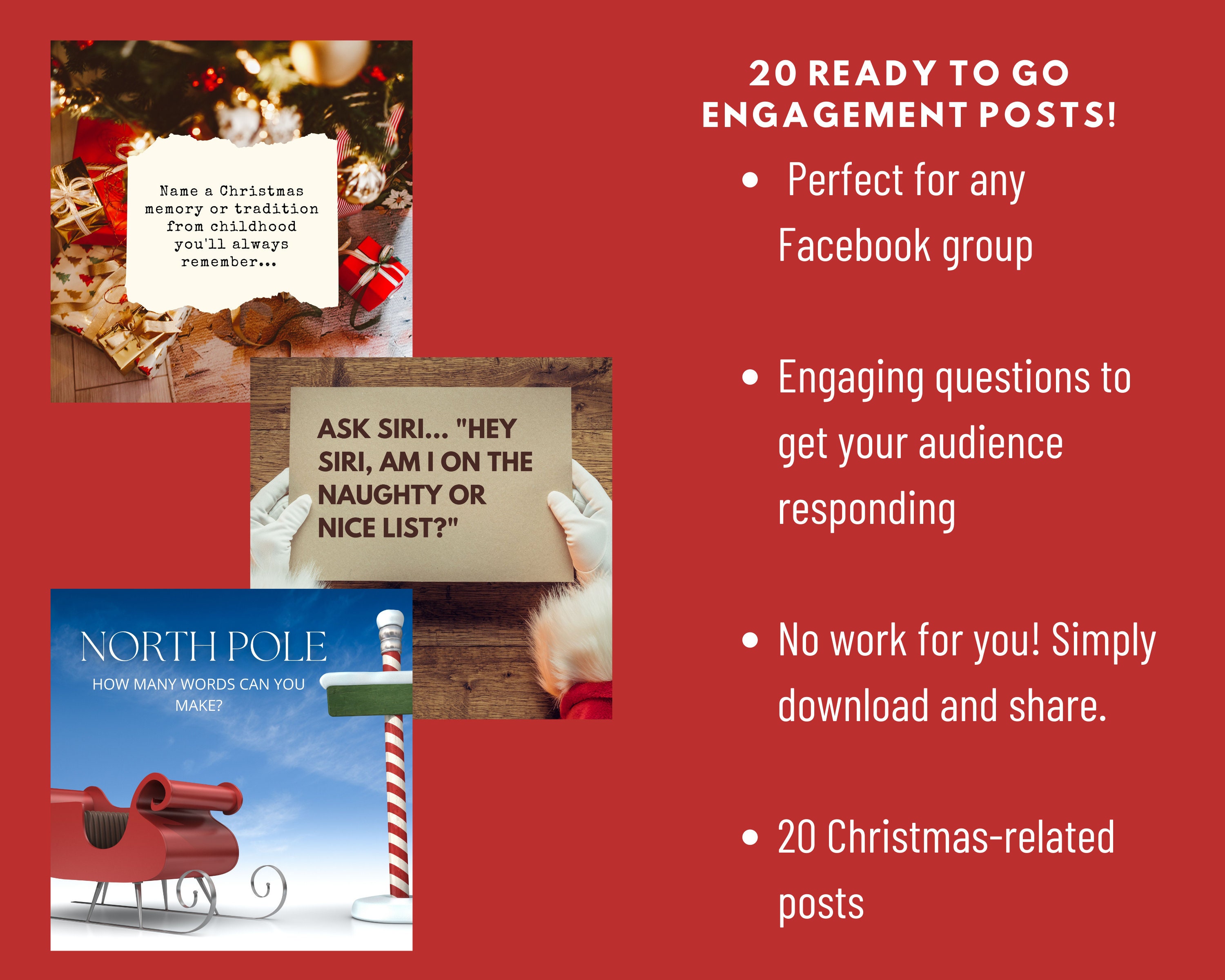 Christmas Social Media Content Pack, Engaging Facebook Posts for ...