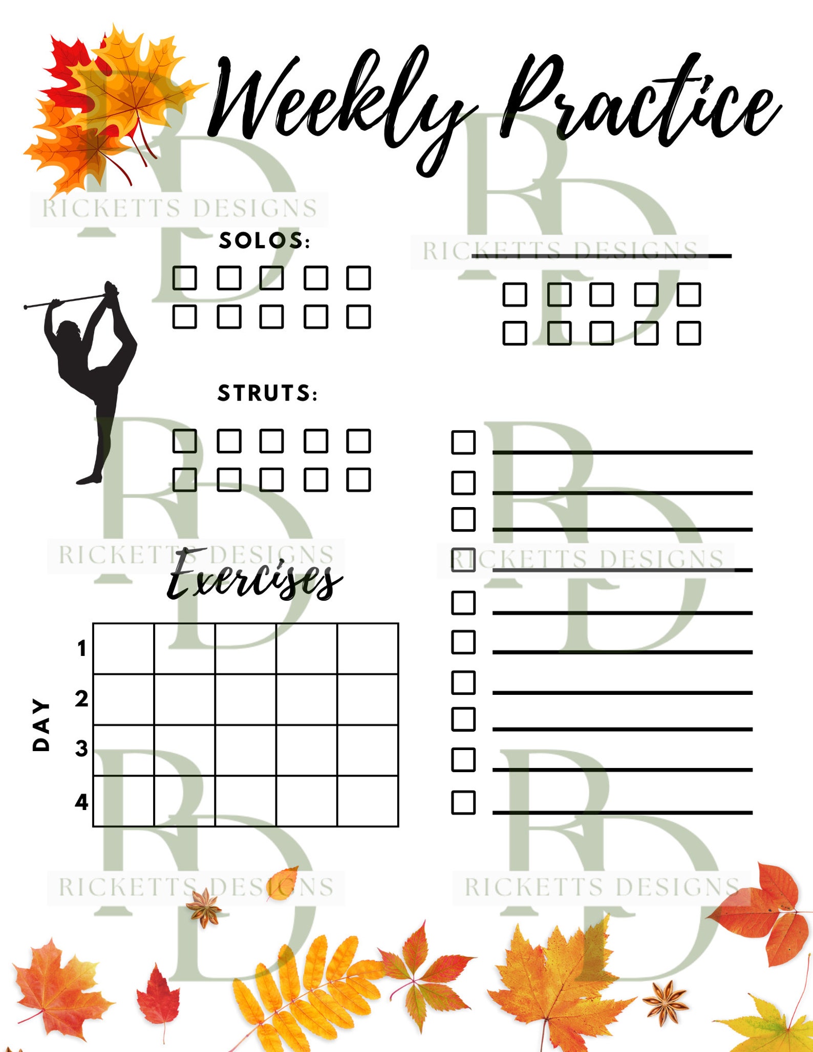 Baton Twirling Practice Sheets, Digital Download, Printable Baton ...