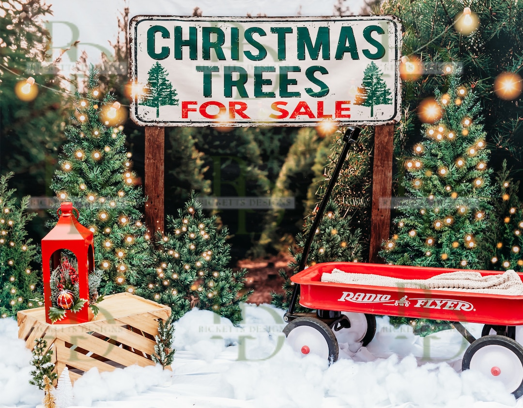 Christmas Tree Farm Digital Background, Christmas Photo Overlay ...