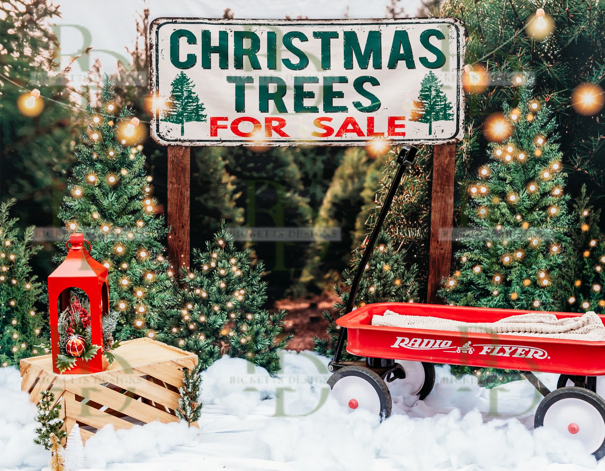 Christmas Tree Farm Digital Background, Christmas Photo Overlay ...