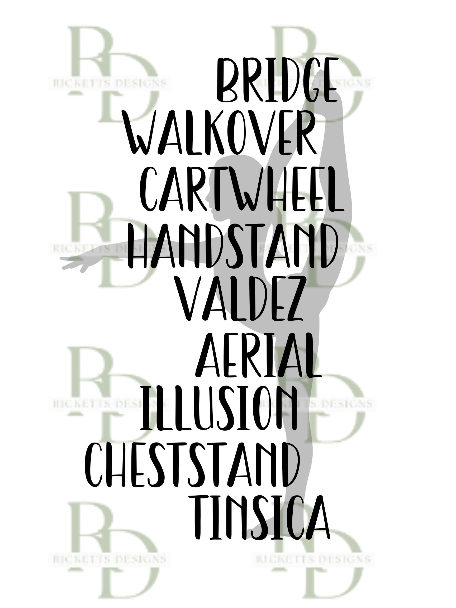 Acro Dance Word List SVG, Two Files Included - Words and Silhouette ...