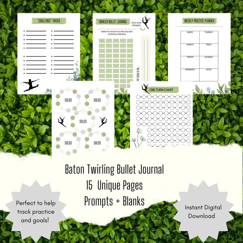 Baton Twirling Bullet Journal, Digital Download, Printable Baton ...
