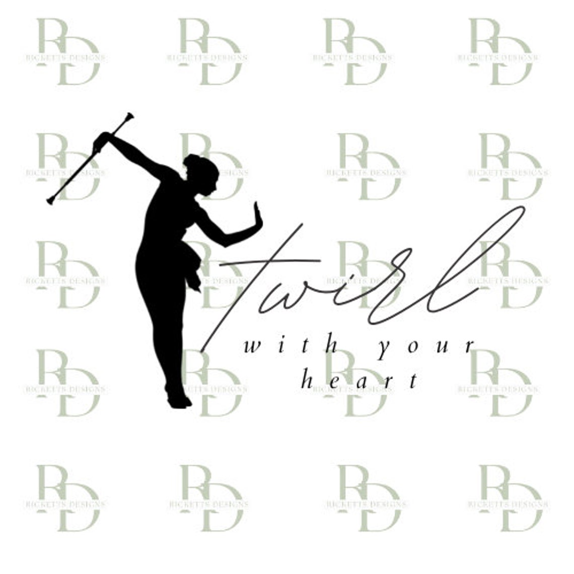 Twirl With Your Heart Silhouette Baton Twirling SVG Baton - Etsy