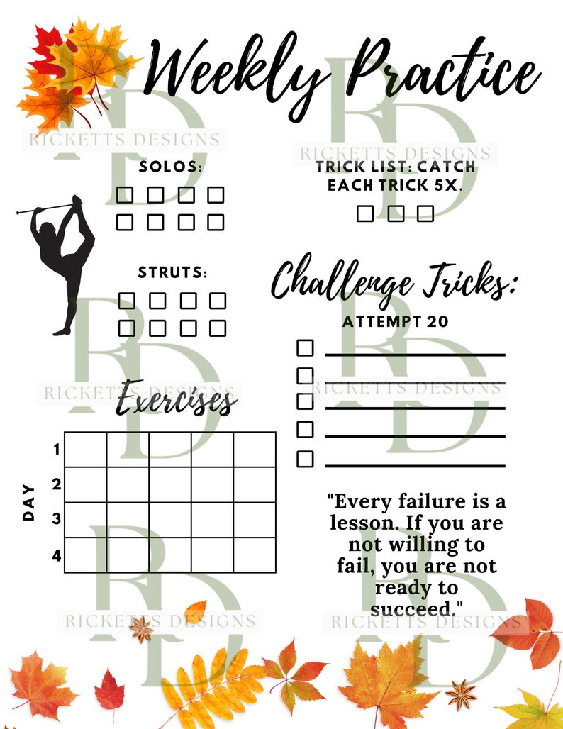 Baton Twirling Practice Sheets, Digital Download, Printable Baton ...