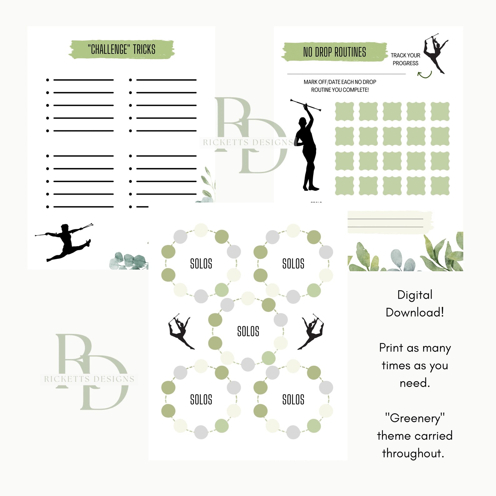 Baton Twirling Bullet Journal, Digital Download, Printable Baton ...