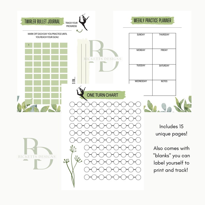 Baton Twirling Bullet Journal, Digital Download, Printable Baton ...