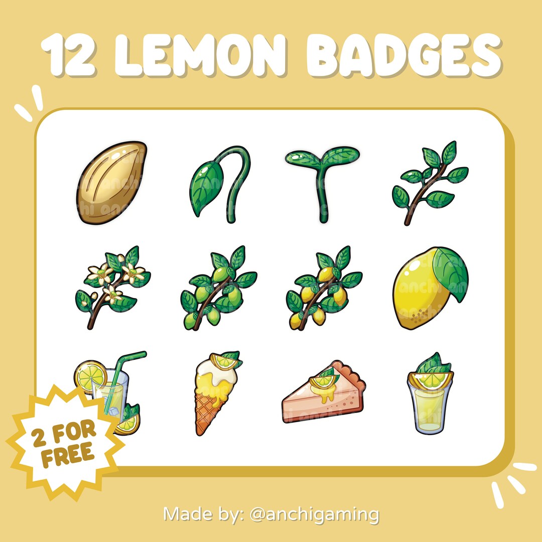 12 Cute Lemon Sub Badges/bit Badges/cheer Badges/channel Points ...