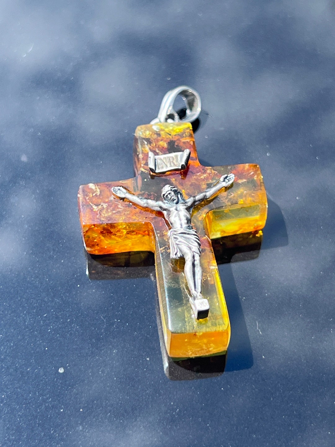 Amber Cross With Silver Jesus - Etsy