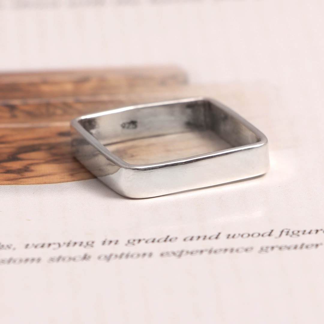 925 Sterling Silver Square Ring, Minimalist Ring, Square Shape Ring ...