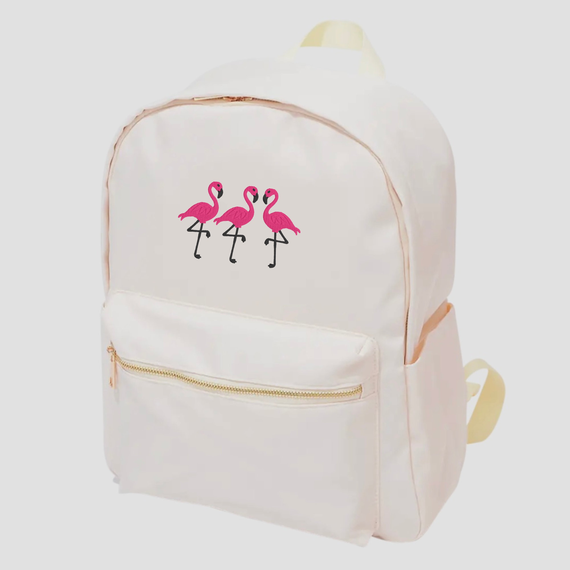 Embroidered Flamingo Backpack, Custom Stitched Backpack, Trendy Pink ...