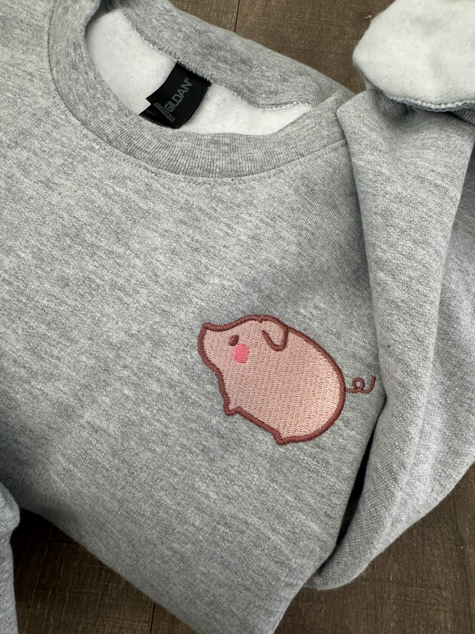 Embroidered Pig Hoodie, Cute Piggy Pullover, Gift for Pig Lovers, Funny ...