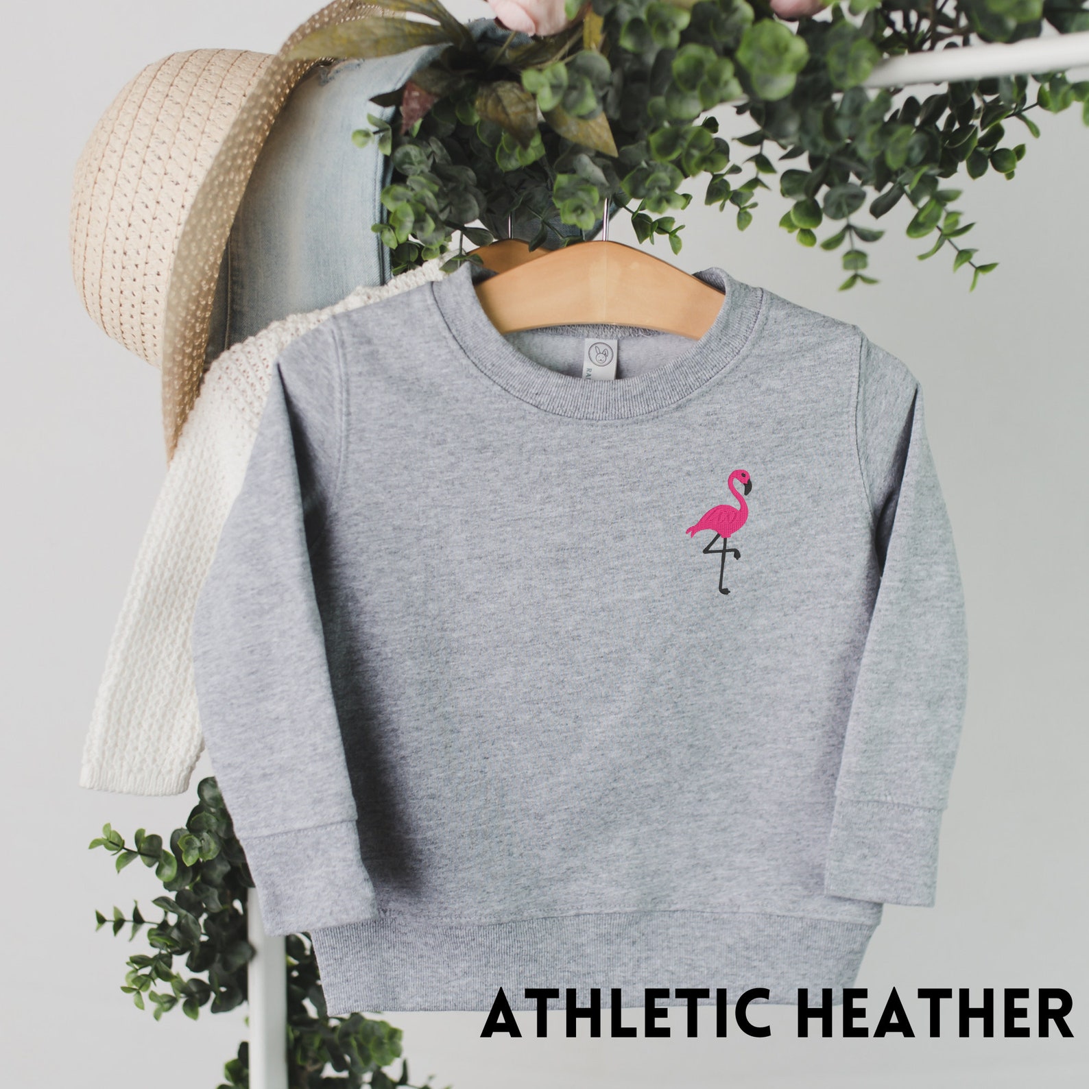 Kids Flamingo Sweatshirt, Toddler and Youth Embroidered Flamingo ...