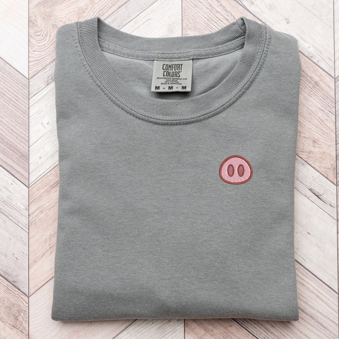 Pig Nose Tshirt, Embroidered Pig Snout Tee for Animal Lover, Trendy ...