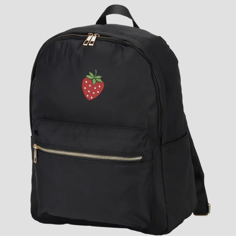 Embroidered Strawberry Backpack, Custom Stitched Backpack, Trendy Fruit ...