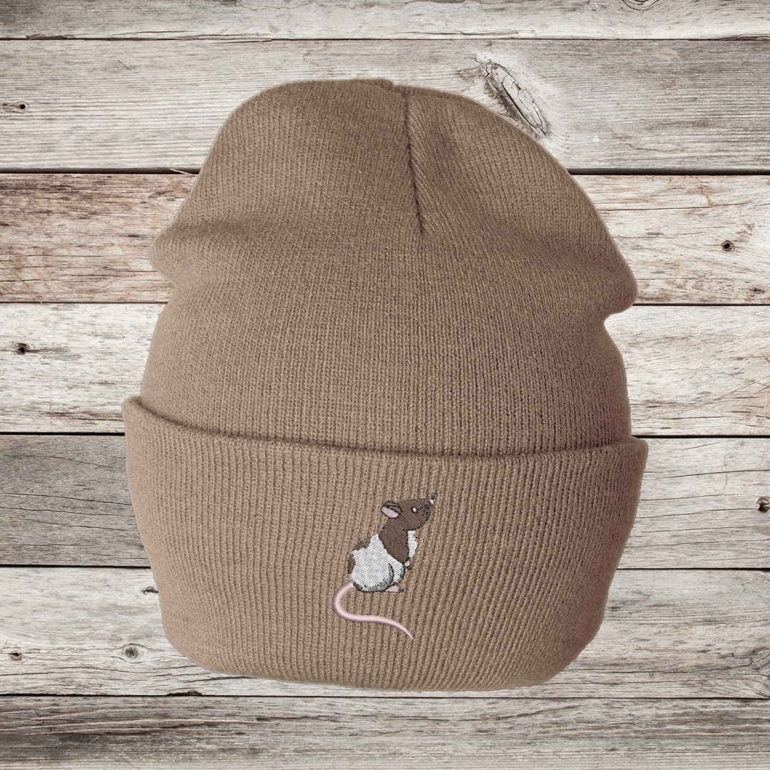 Fancy Rat Beanie, Embroidered Rattie Knit Hat, Rat Lover Gifts, Rat Mom ...
